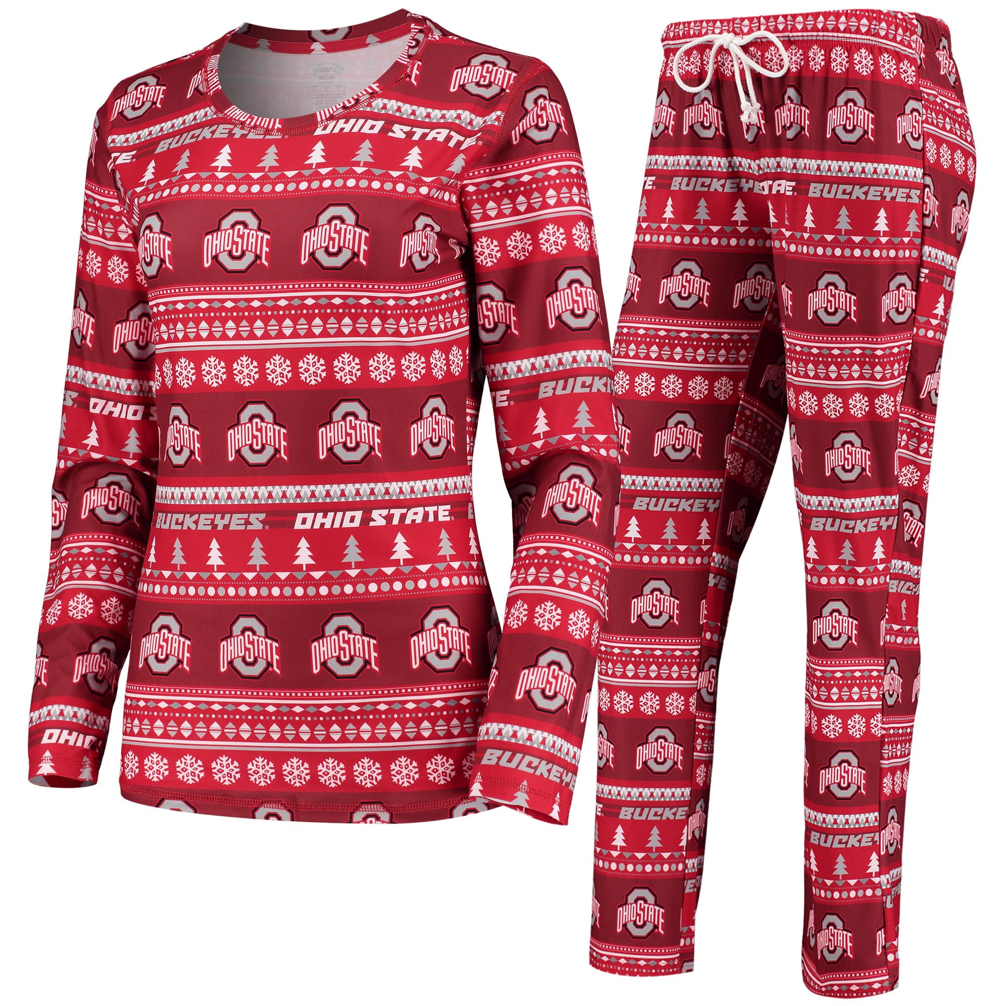Women's Concepts Sport Scarlet Ohio State Buckeyes Holiday Long Sleeve ...