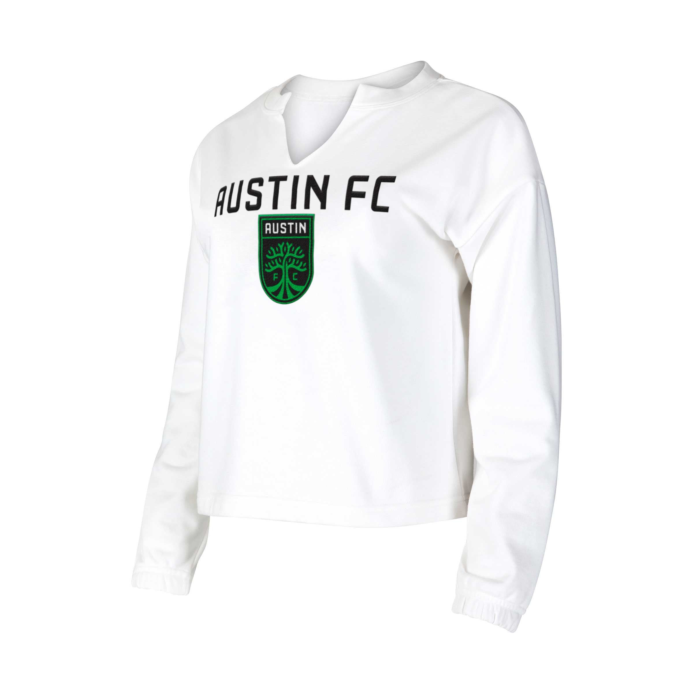 Women's Concepts Sport White Austin FC Sunray Notch Neck Long Sleeve ...