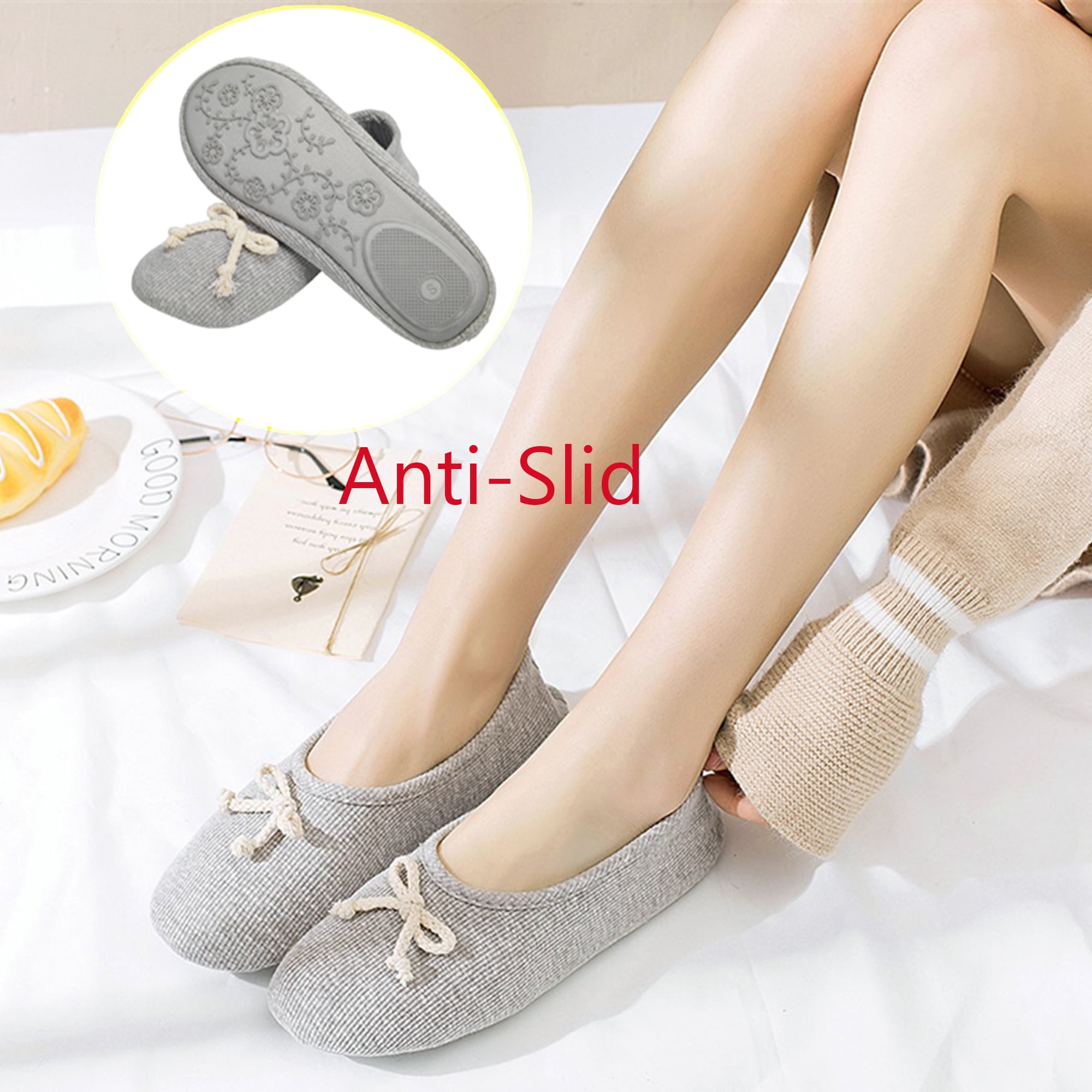 Women's Confinement Shoes Ballerina House Slippers Anti-Skid Comfy Warm ...