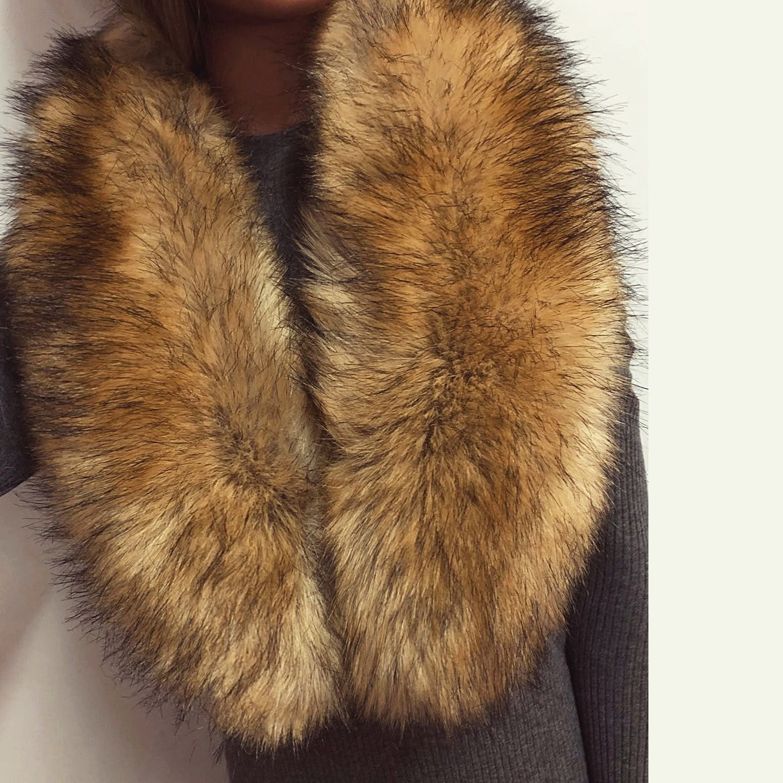 Women's Convertible Faux Fur Collar, Detachable Plush Scarf Wrap with ...