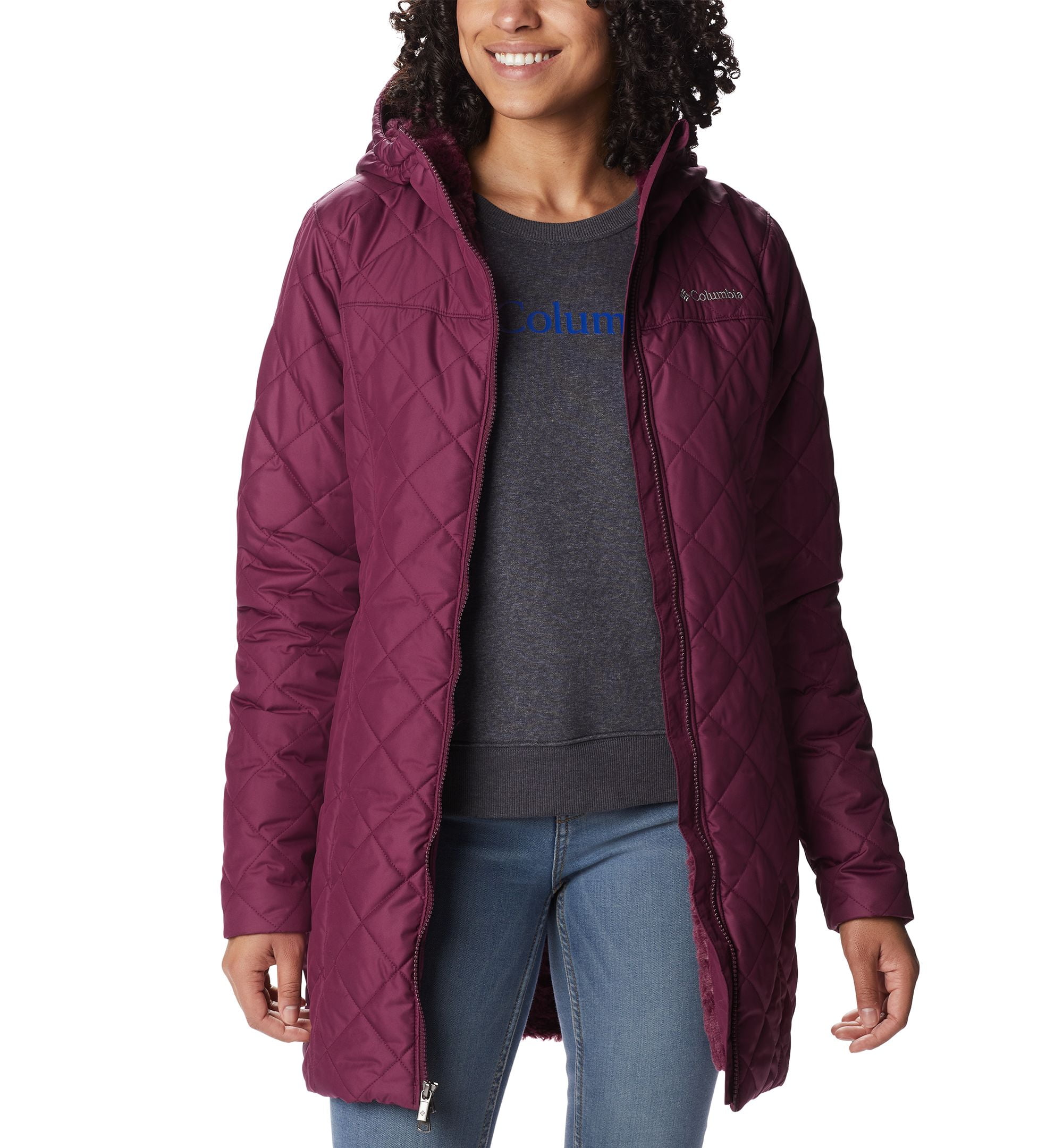 Women's Copper Crest Hooded Fleece-Lined Mid-Length Coat Hood ...