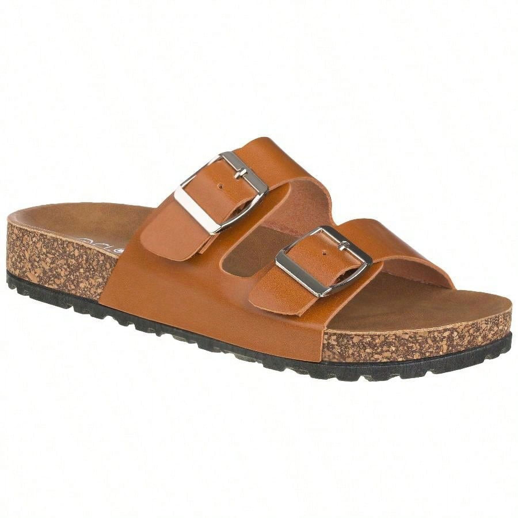 Women's Cork Footbed Sandals With Adjustable Buckles Slip On Platform ...
