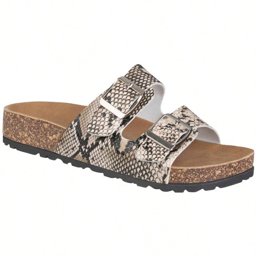 Women's Cork Footbed Sandals With Adjustable Buckles Slip On Platform ...