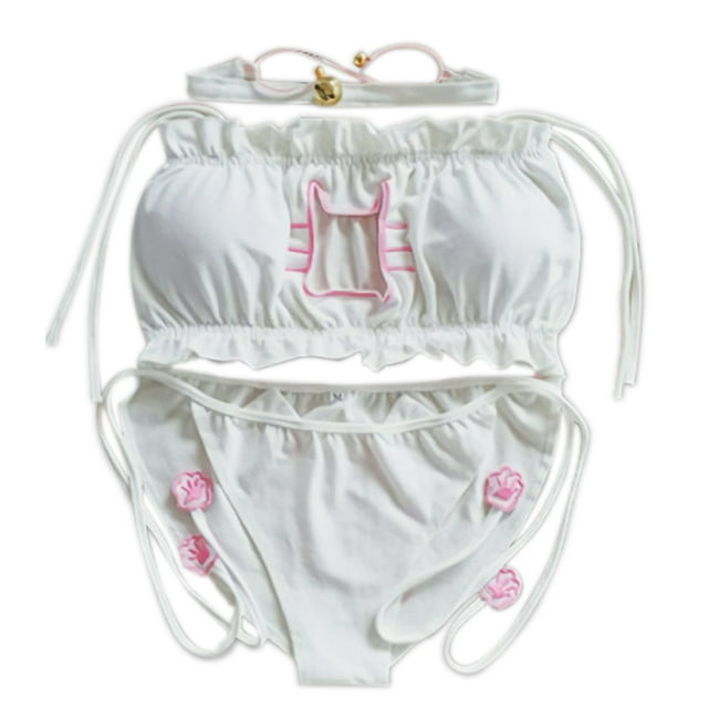 Womens Cosplay Lingerie Japanese Cute Anime Cat Kitten Keyhole Costume