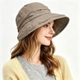 Women's Cotton Bucket Sun Hat Ruched Back Split Design Wide Brim UV ...