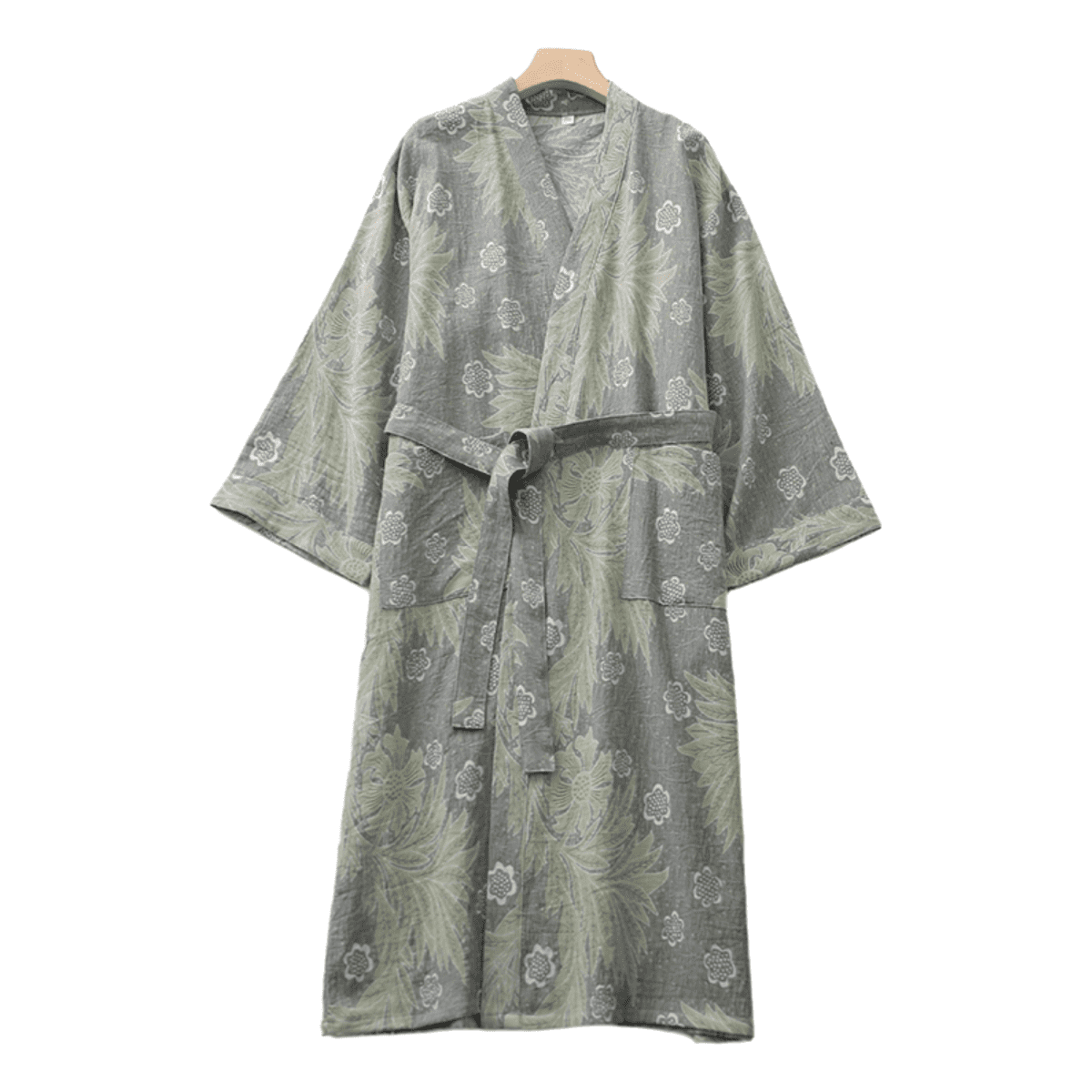 Women’s Cotton Gauze Kimono Robe with Wide Waist Belt, Plus Size ...
