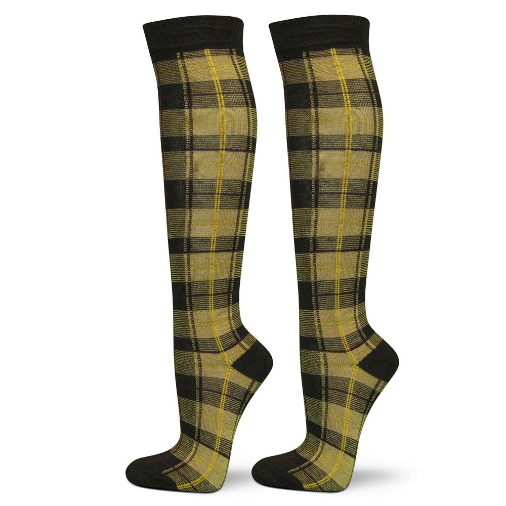 Women's Cotton Knee High Socks - Checked Plaid Tartan Pattern Fashion ...