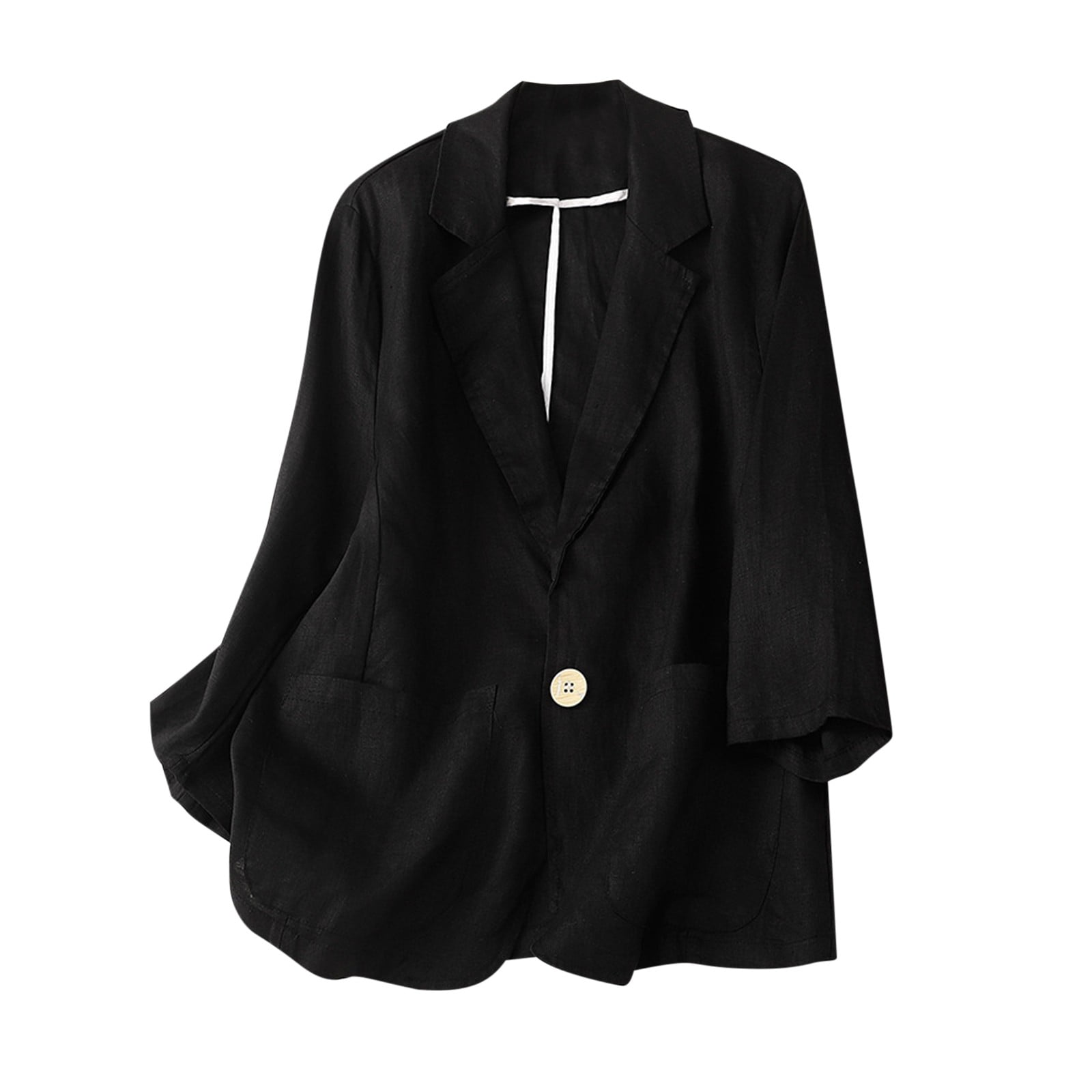 Women's Cotton Linen Blazer Long Sleeves Loose Fit Basic Jacket ...