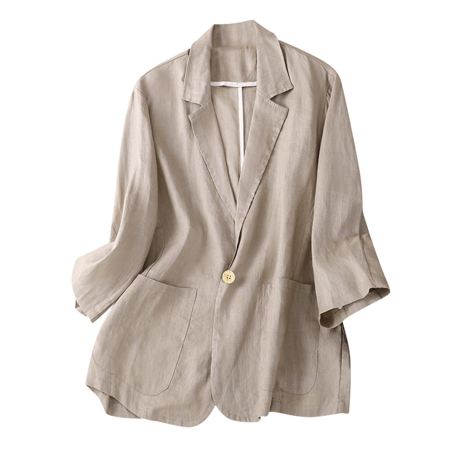 Women's Cotton Linen Blazer Long Sleeves Loose Fit Basic Jacket ...