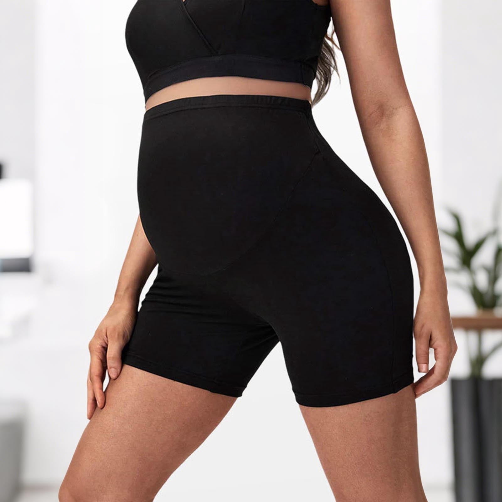 Women's Cotton Maternity Biker Shorts Over The Belly Supportive Stretch ...