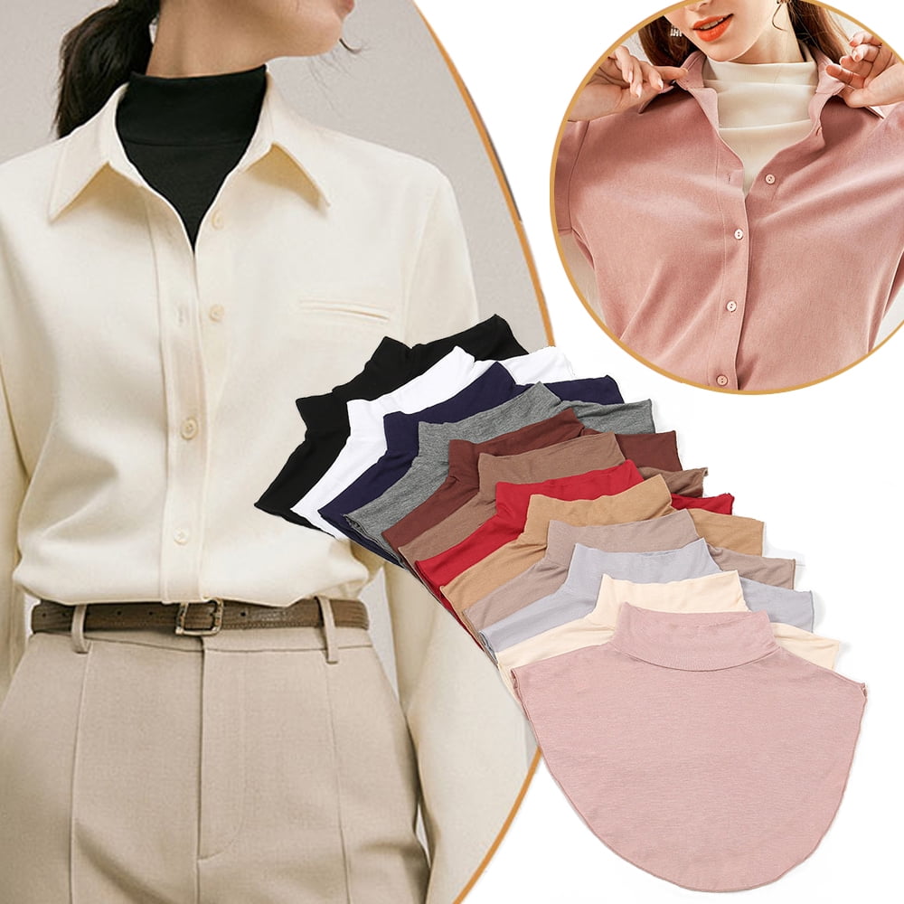 Women's Cotton Mock Turtleneck Dickey Half Top Collar Neck Blouse False ...