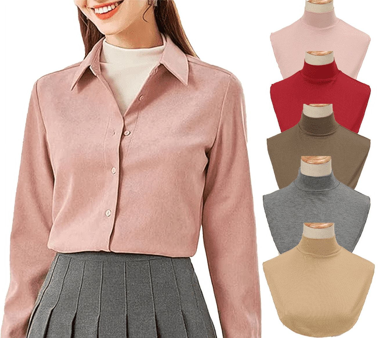 Women's Cotton Mock Turtleneck Dickey Half Top Collar Neck Blouse False ...