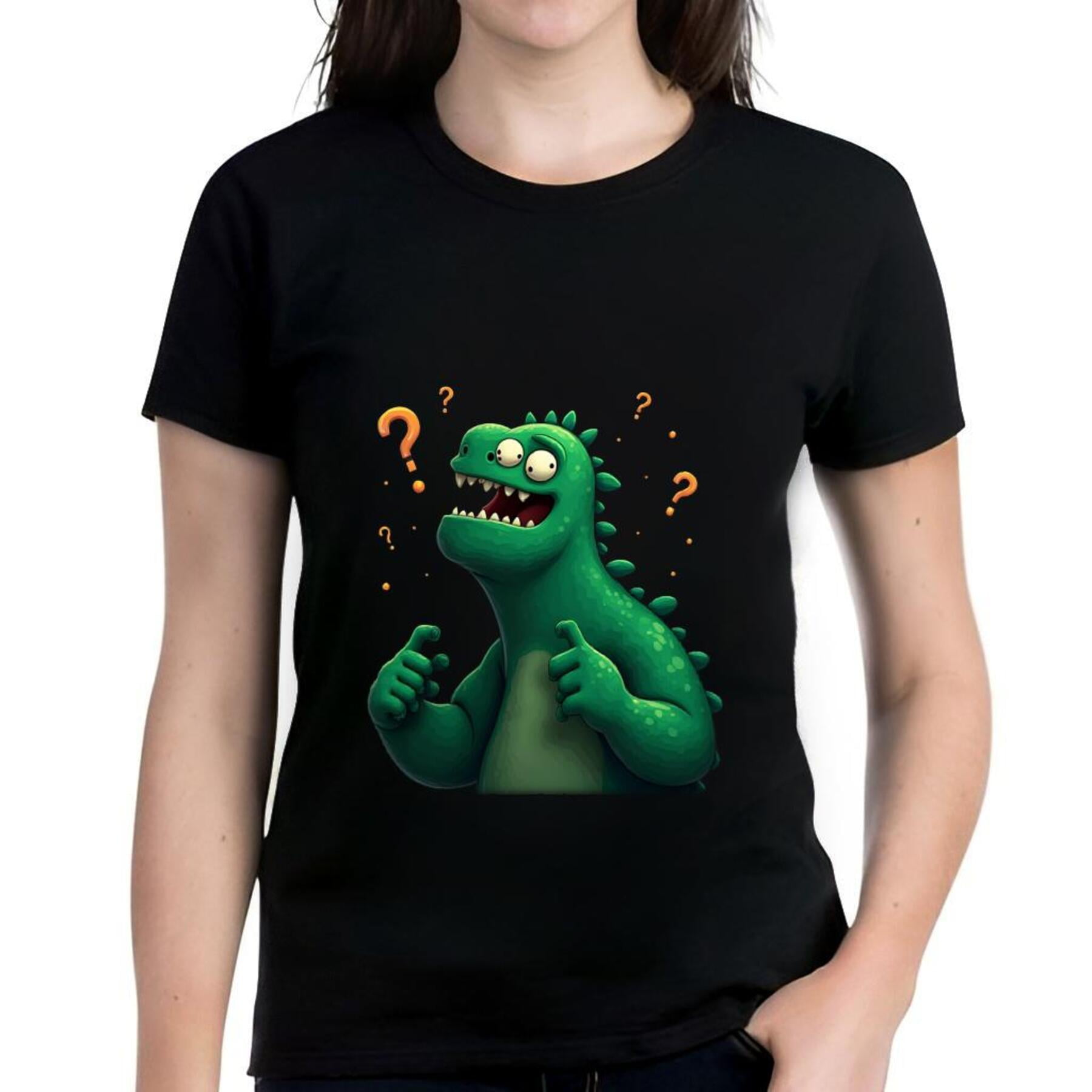 Women's Cotton Short Sleeve T-Shirt Featuring a Cartoon Green with ...