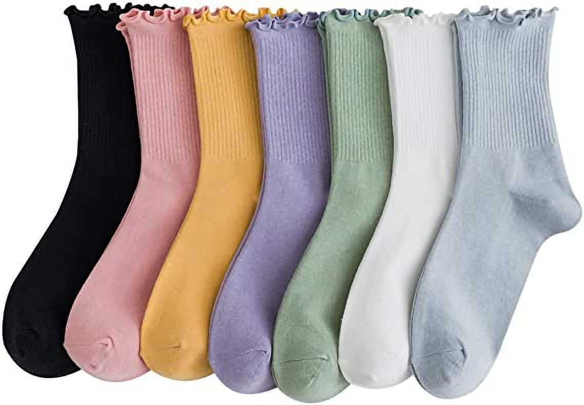 Women's Cotton Socks, 7 Pairs Womens Fun Novelty Crew Colorful Patterns ...