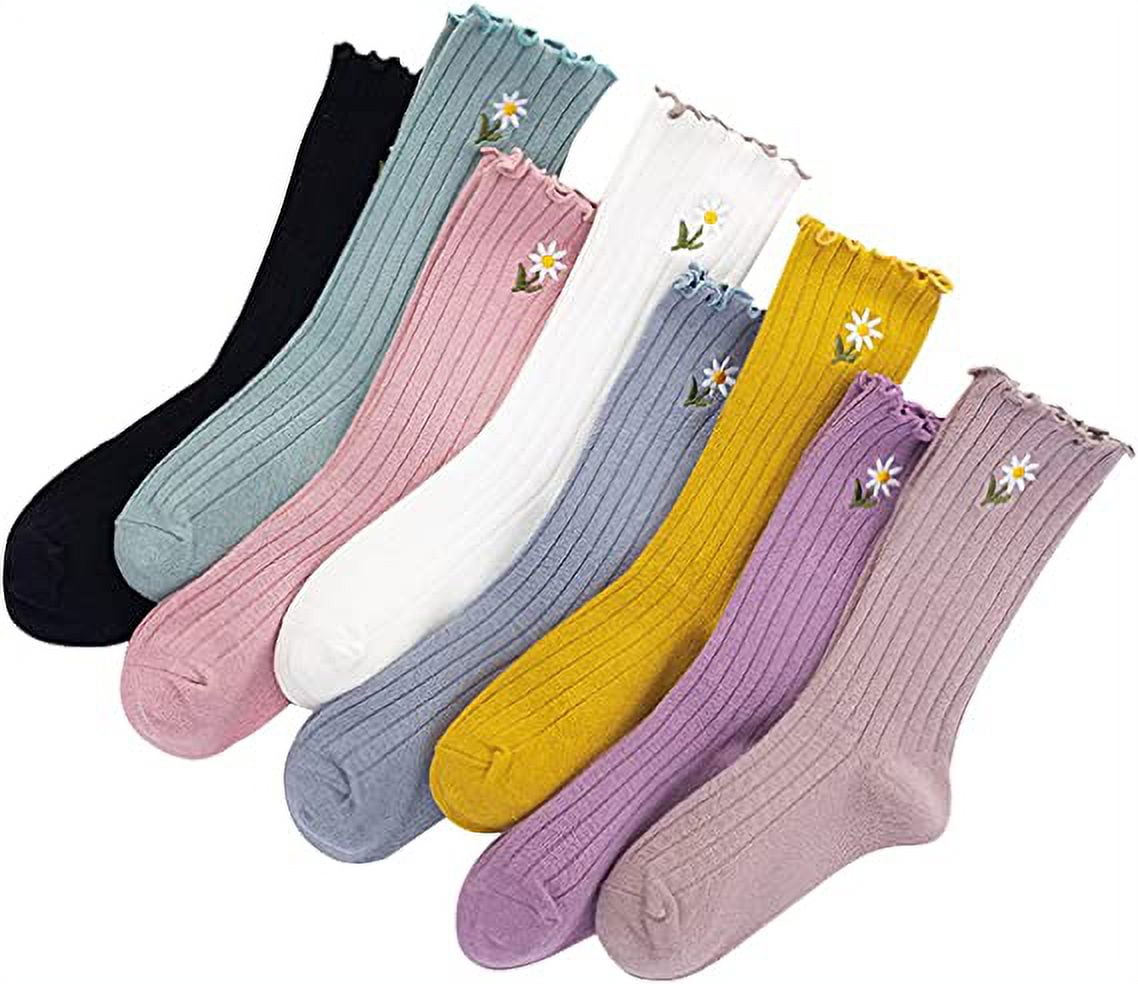 Women's Cotton Socks, 8 Pairs Womens Fun Novelty Crew Colorful Patterns ...