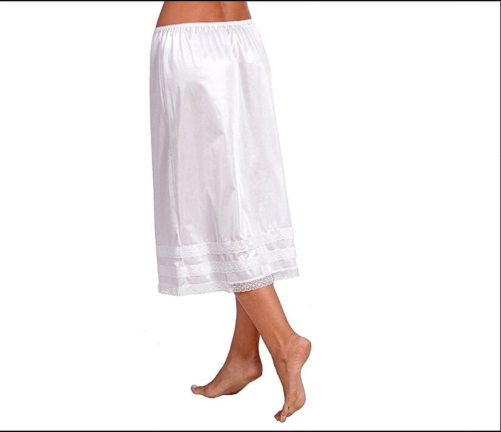 Women‘s Cotton Solid Lace Trim Maxi Half Slip Underskirt Slip Under ...
