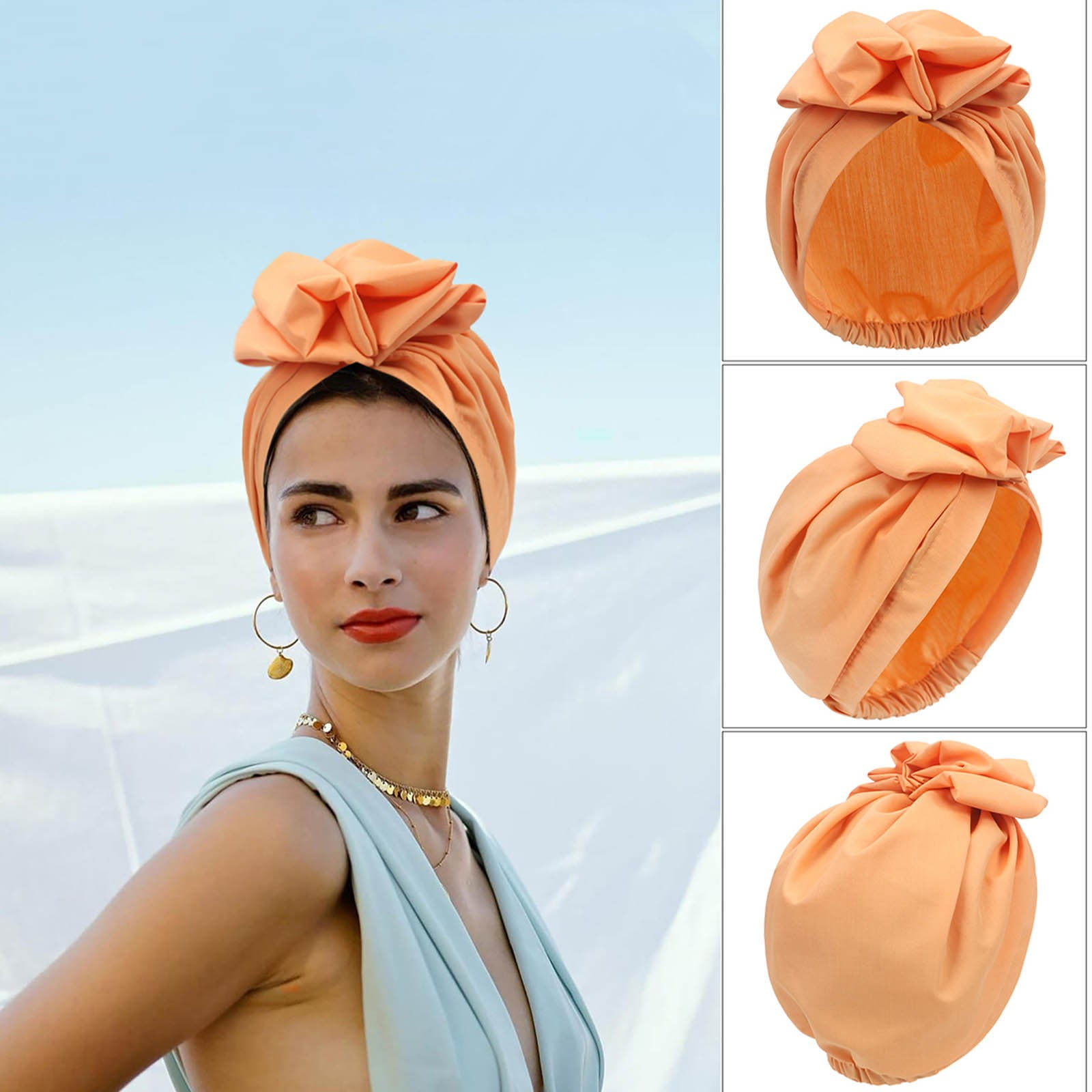 Women's Cotton Stretch Turban Head Wrap Scarf for Hair Braids Ponytail Bun Styles Sleeping Hijab ...