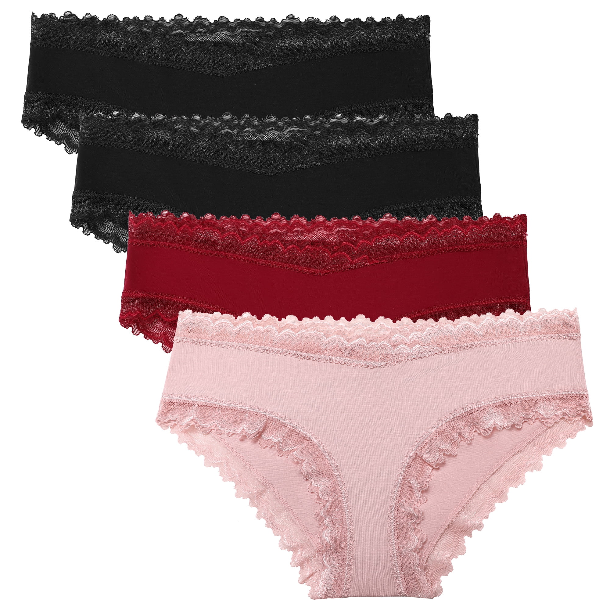 Women's Cotton Underwear Lace Panties Bikini Soft Lingeria, 4-Pack ...