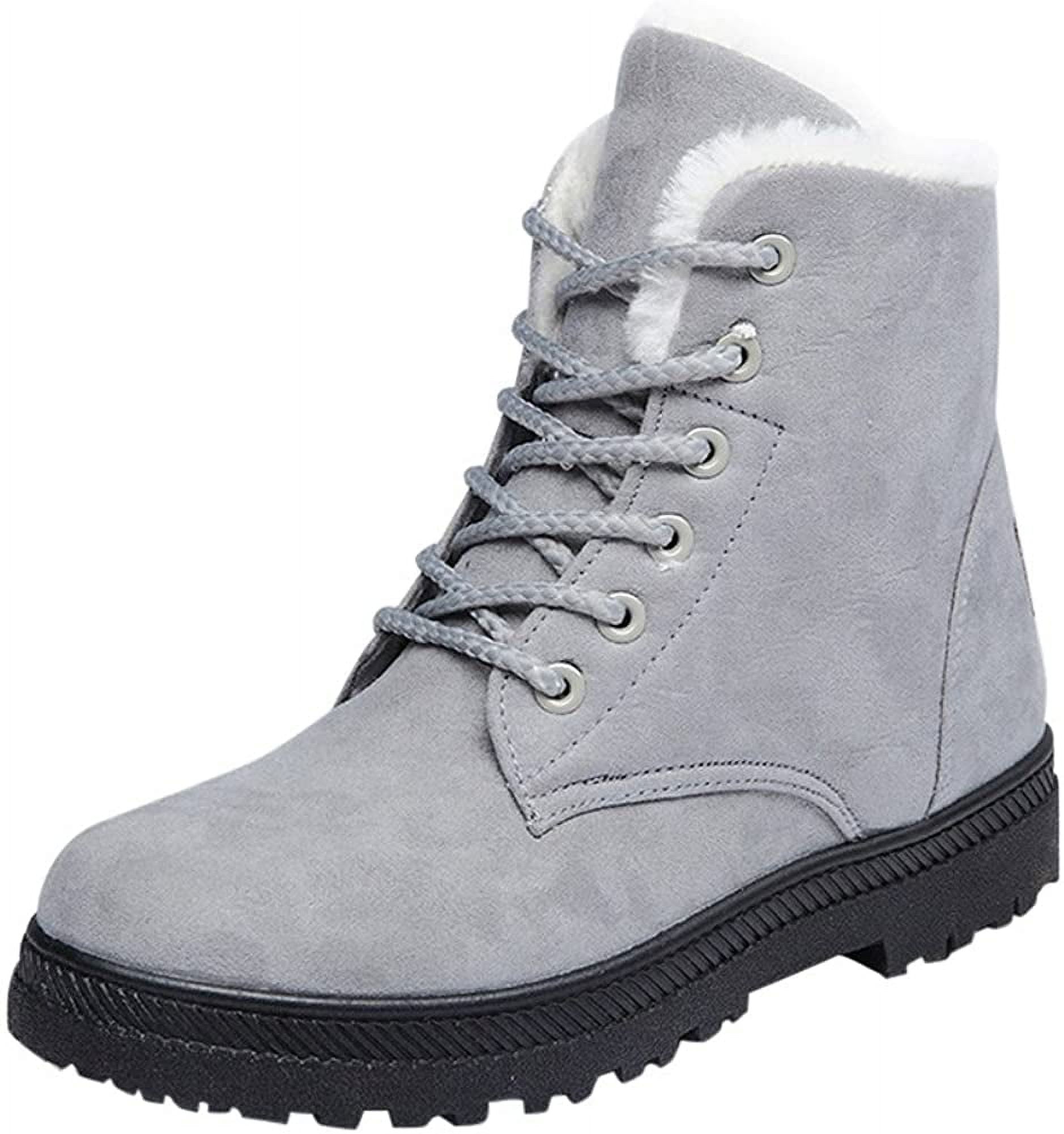 Women's Cotton Warm Fur Snow Winter Lace Up Flat Cute Plus Size ...