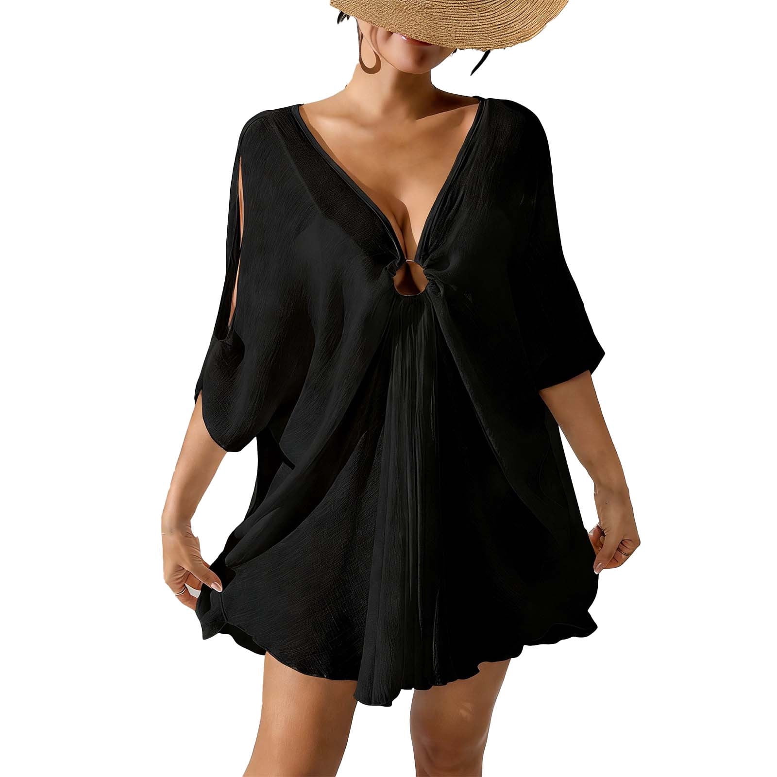 Women's Coverups for Bathing Suits Sheer Batwing Sleeves Beach Cover Up ...