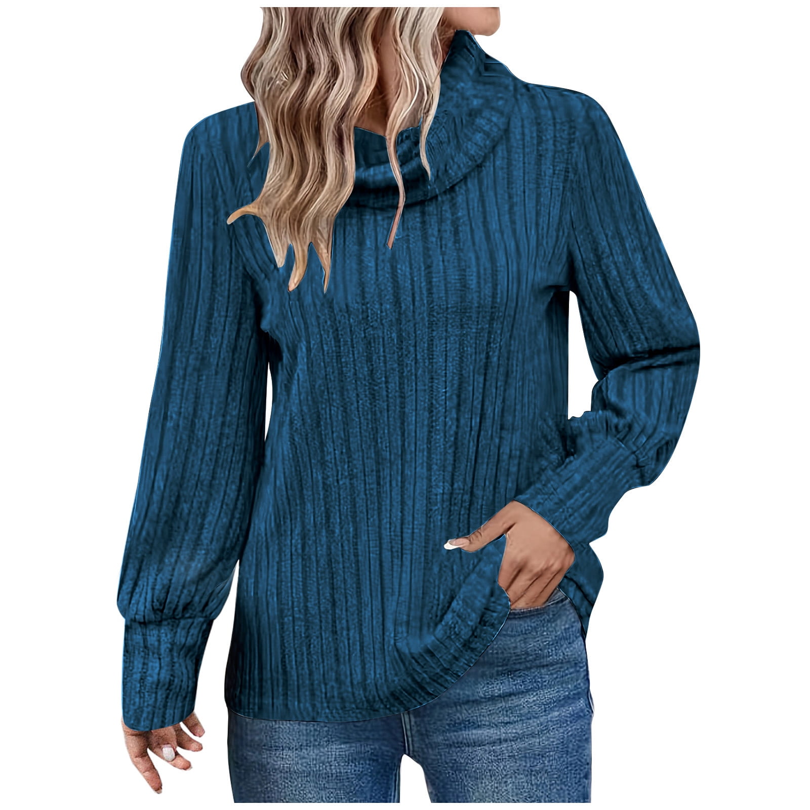 Women's Cowl Neck Sweater Ladies Turtleneck Oversized Sweaters Long ...