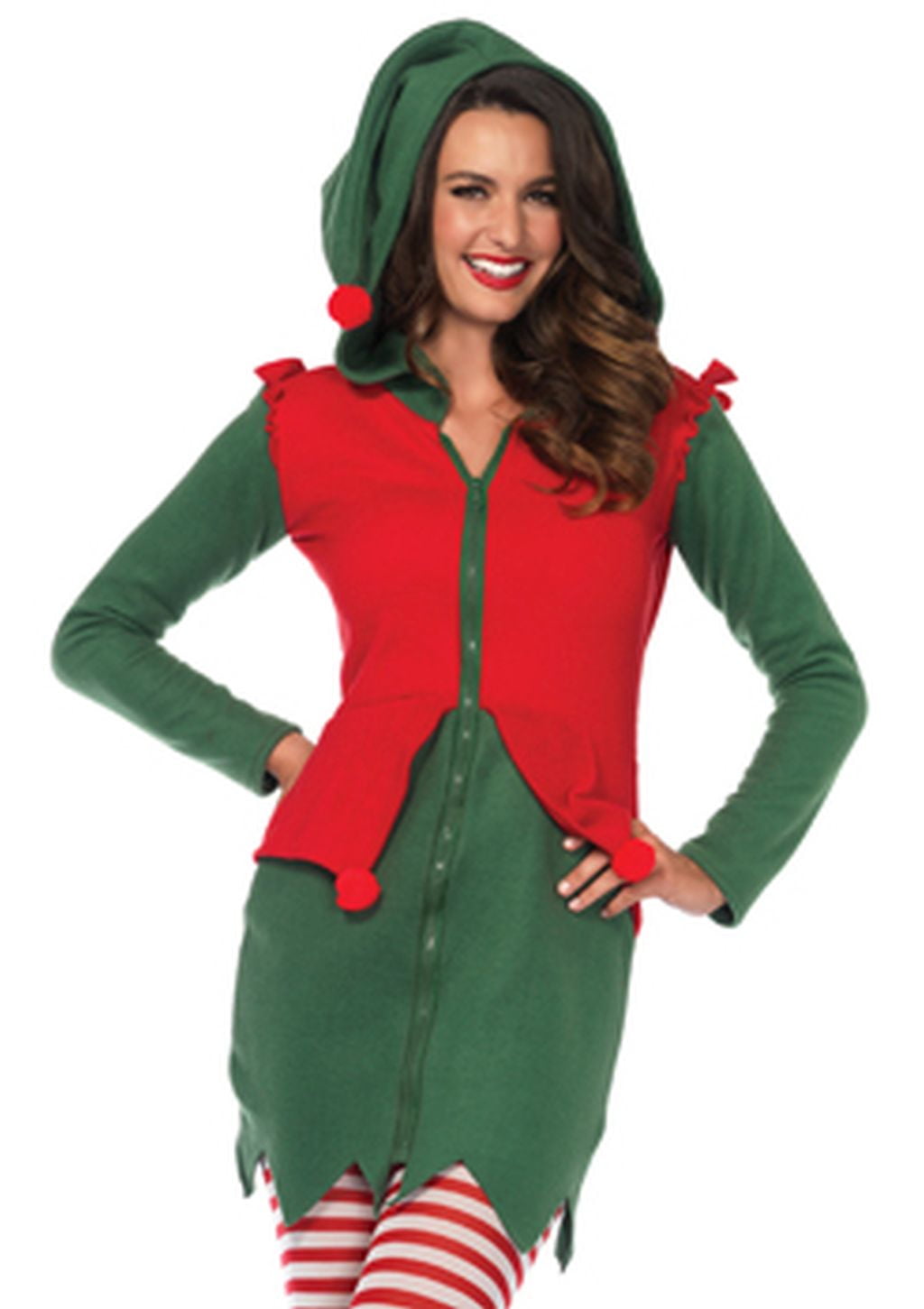 Women's Cozy Elf Fleece Dress w/ Hood - Walmart.com