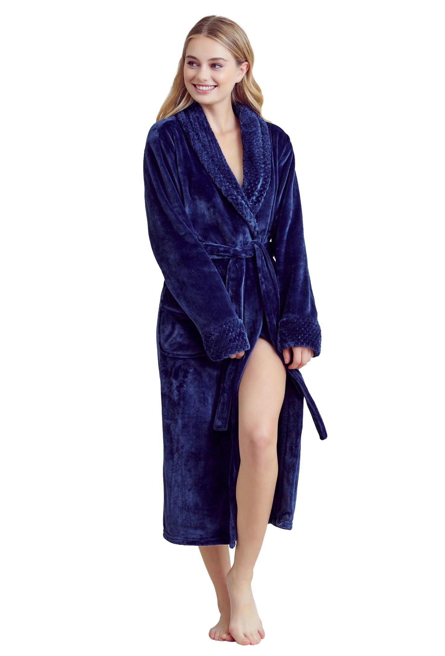 Towelnrobe Women’s Cozy Fleece Bathrobe, Plush Comfort, Floor-Length ...