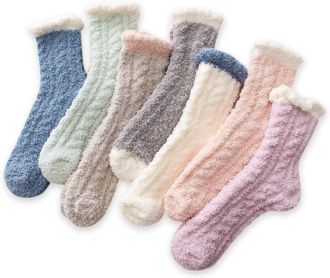 Women's Cozy Fluffy Socks Fuzzy Socks Plush Socks 5,6,7,8 Pairs ...