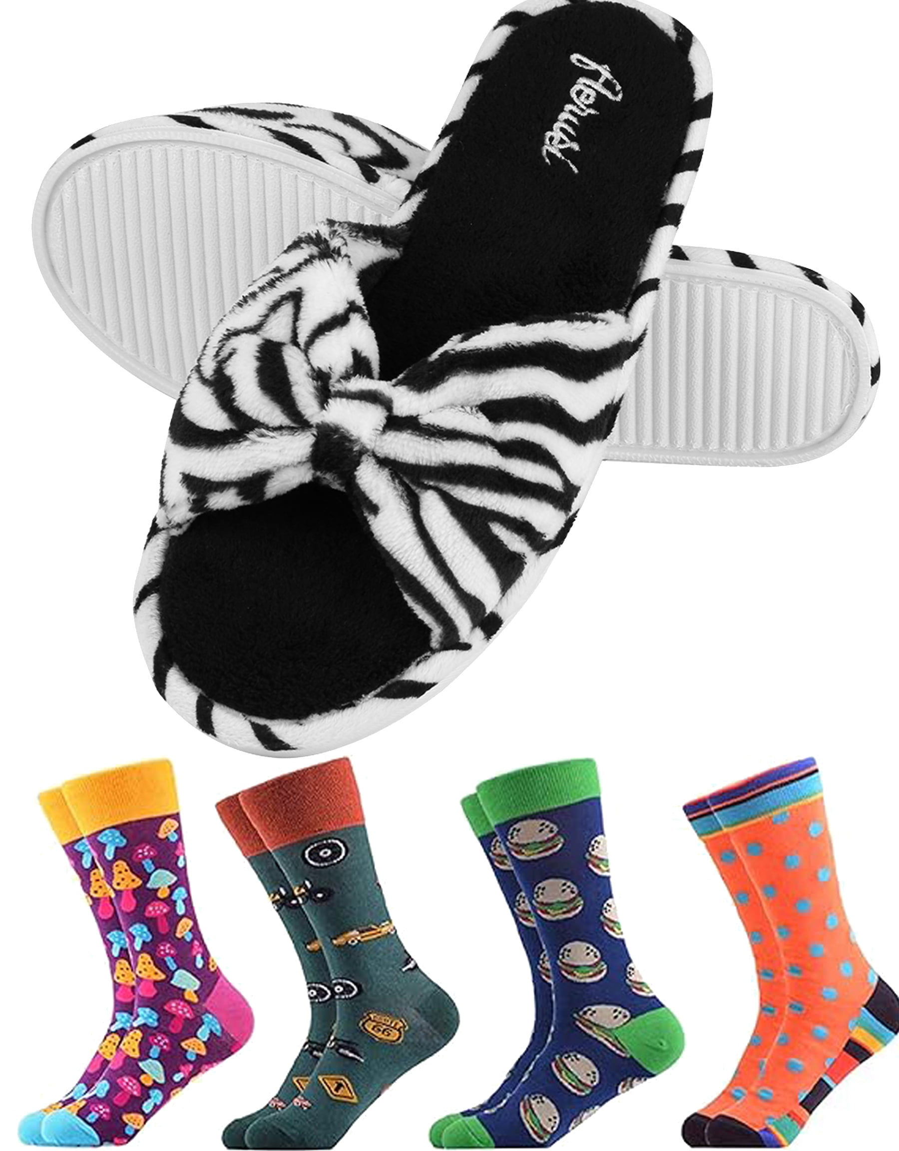 Women's Cozy Home Essential Gift Set – Exotic Strped Print Memory Foam ...