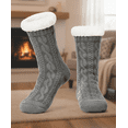 Women's Cozy Sherpa Lined Slipper Socks with Non-Slip Sole, Warm Fuzzy ...