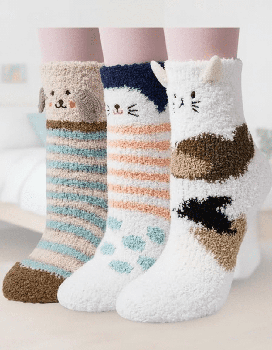 Women's Cozy Winter Fuzzy Socks - 3 Pairs of Soft Fluffy Slipper Socks ...