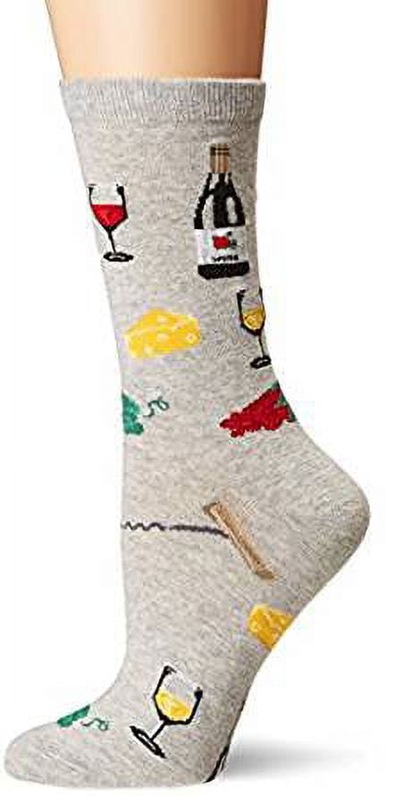 K. Bell Women's Food & Drink Novelty Casual Crew Socks, Wine & Cheese ...