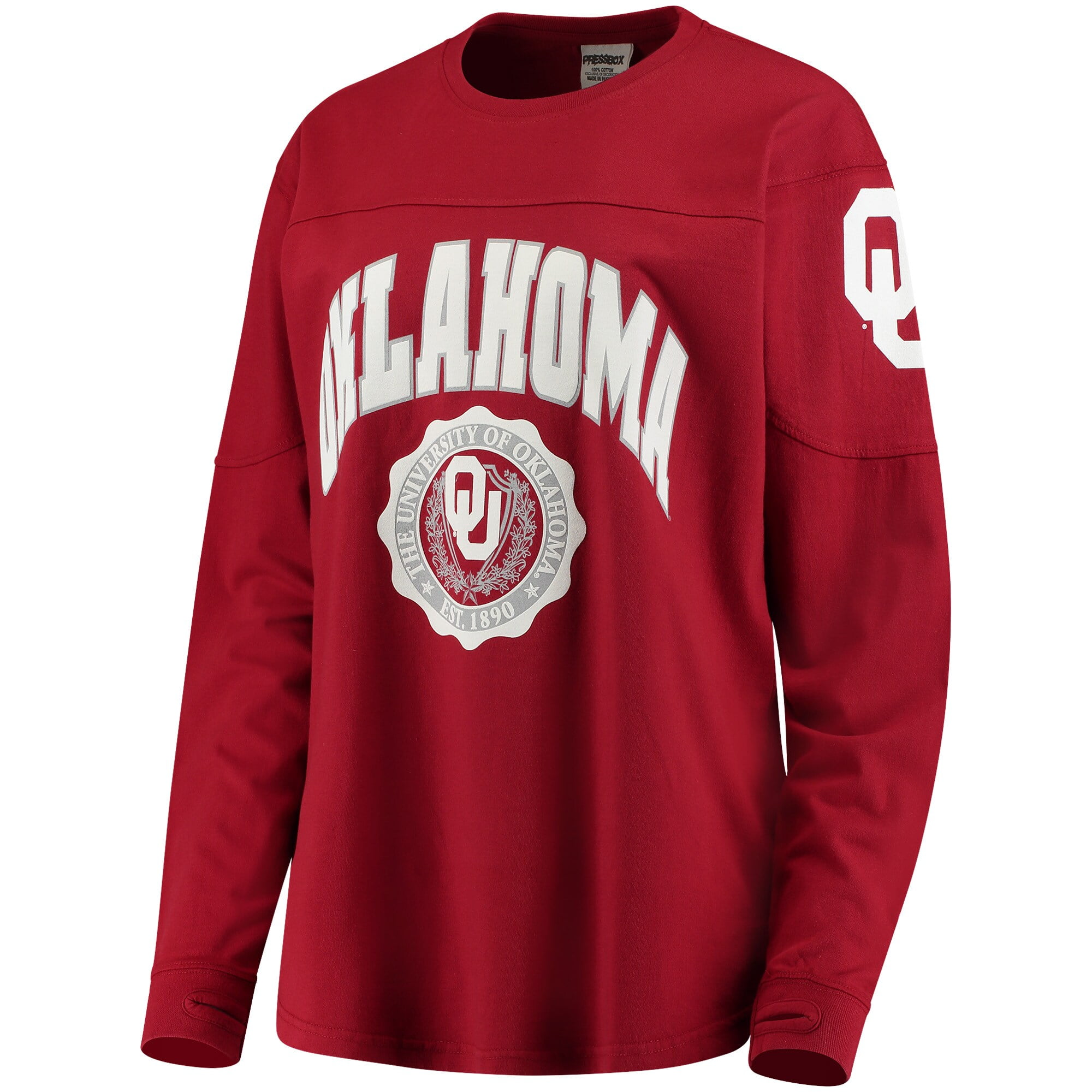 Women's Pressbox Crimson Oklahoma Sooners Edith Long Sleeve Oversized ...