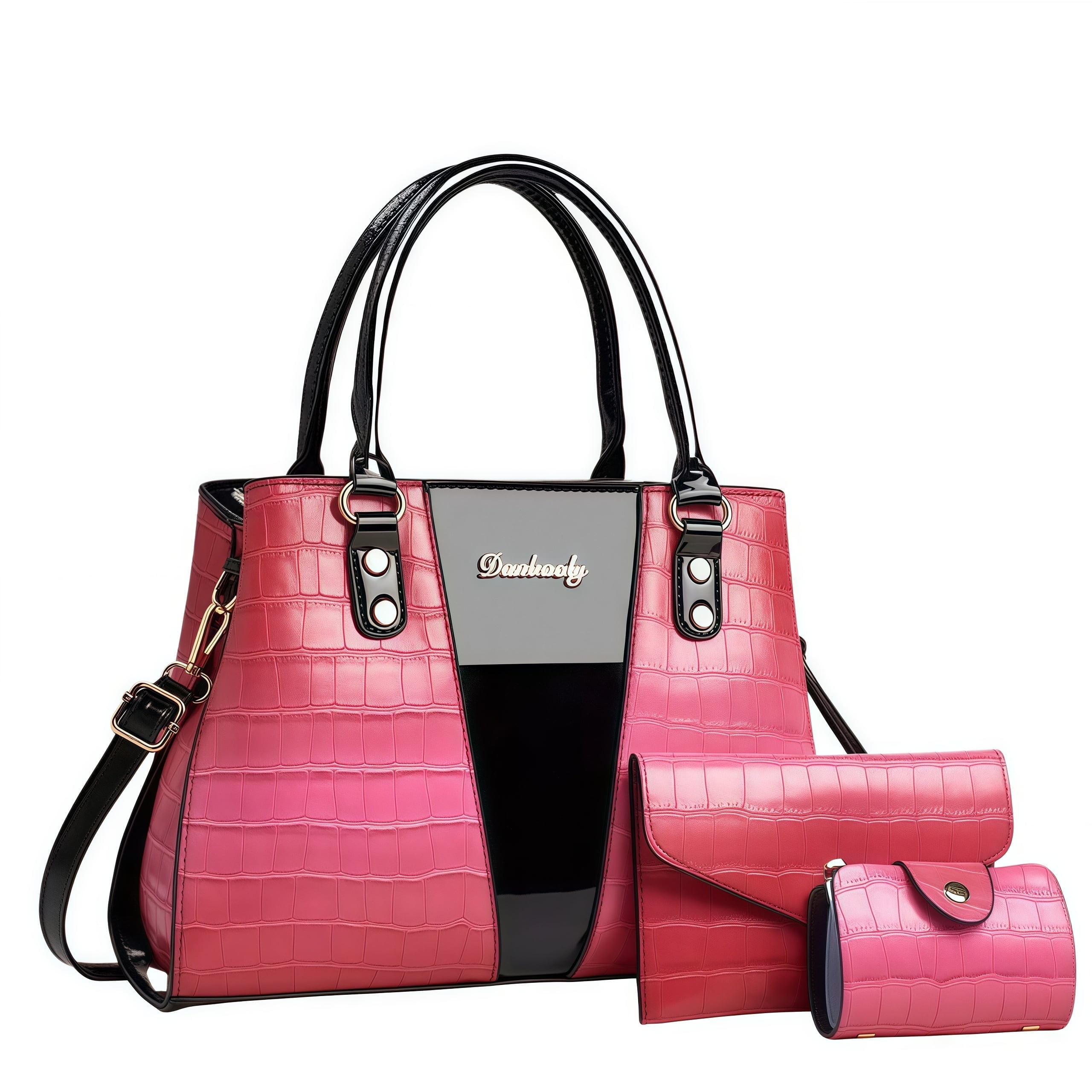 Women's Croc-Embossed Tote Bag 3-Piece Set, Large Capacity Waterproof ...