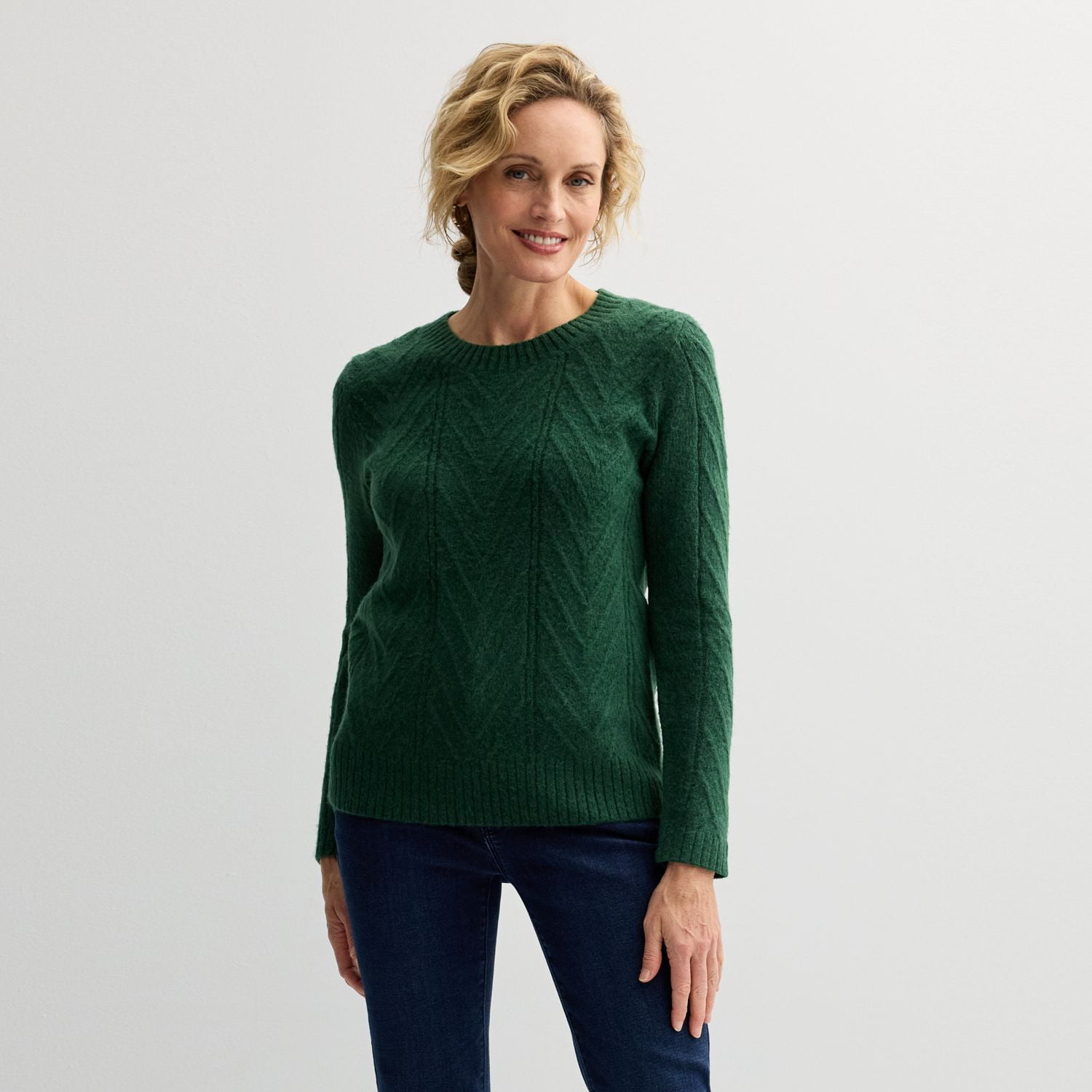 Women's Croft & Barrow® Cozy Pullover Sweater Color: Dark Dill Heather ...