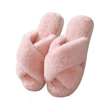 ELElax Women's Cross Band Slippers Fuzzy Soft House Slippers Plush Furry Warm Cozy Open Toe ...