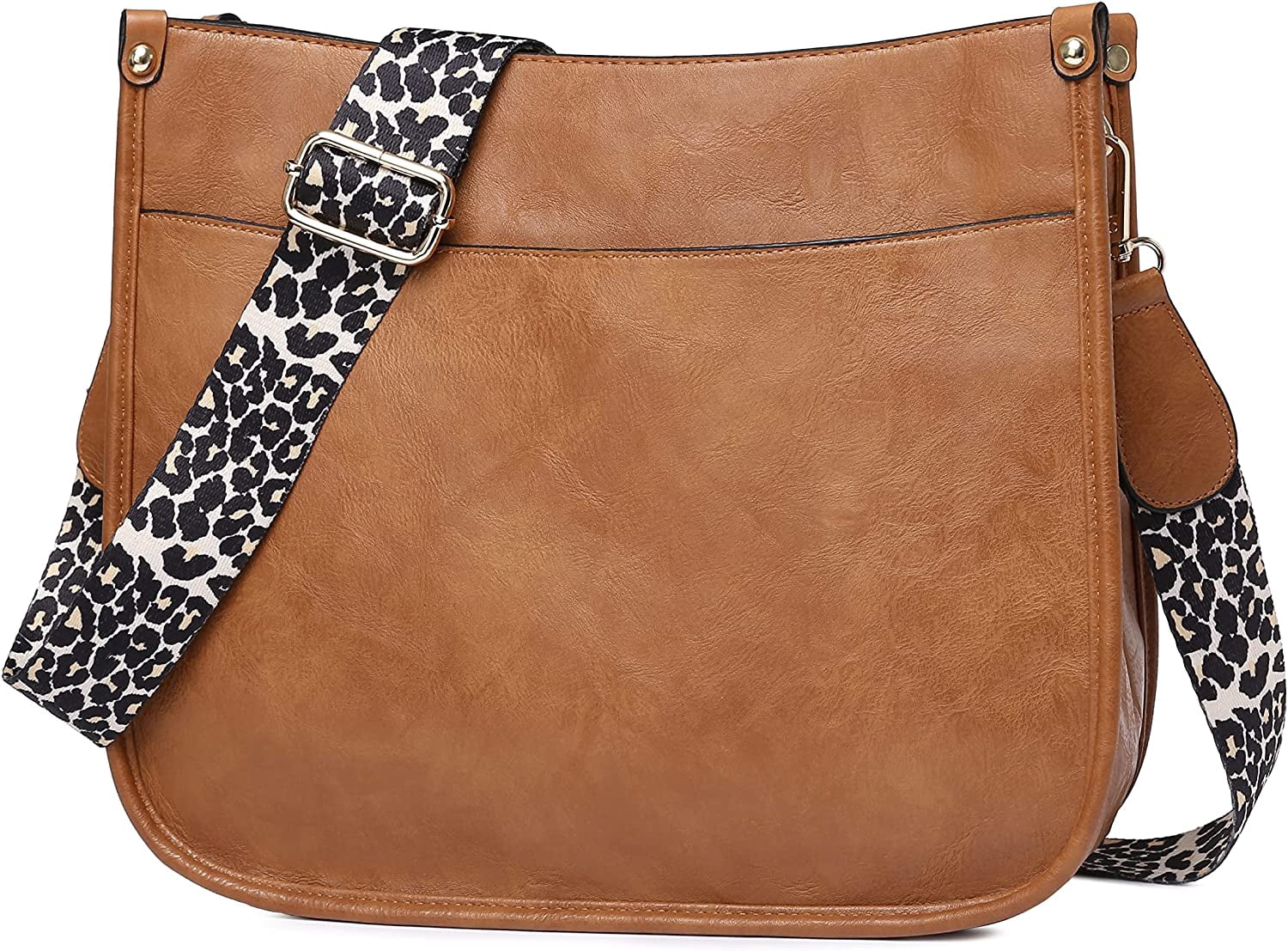 Women's Crossbody Purse with Leopard Guitar Strap - Faux Leather ...
