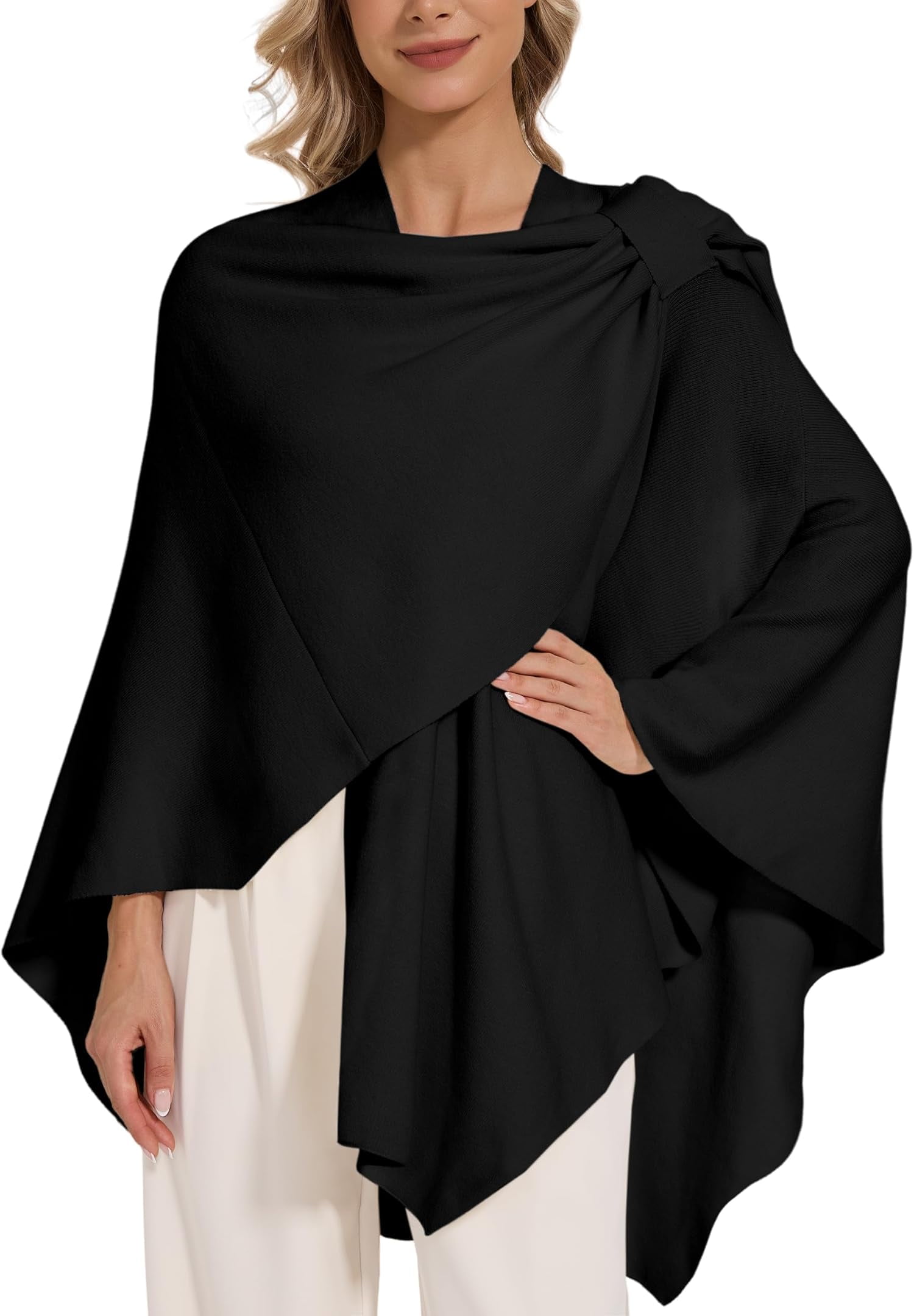 Women's Crossover Shawl Wraps Open Front Poncho Cape Elegant Loop ...