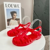 Women's Crystal Jelly Closed-Toe Flats - Summer Beach Shoes with Ankle ...