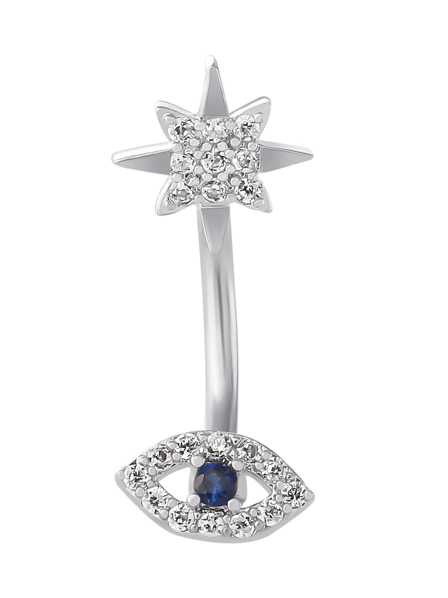 Women's Cubic Zirconia Evil Eye Belly Button Ring - Walmart.com