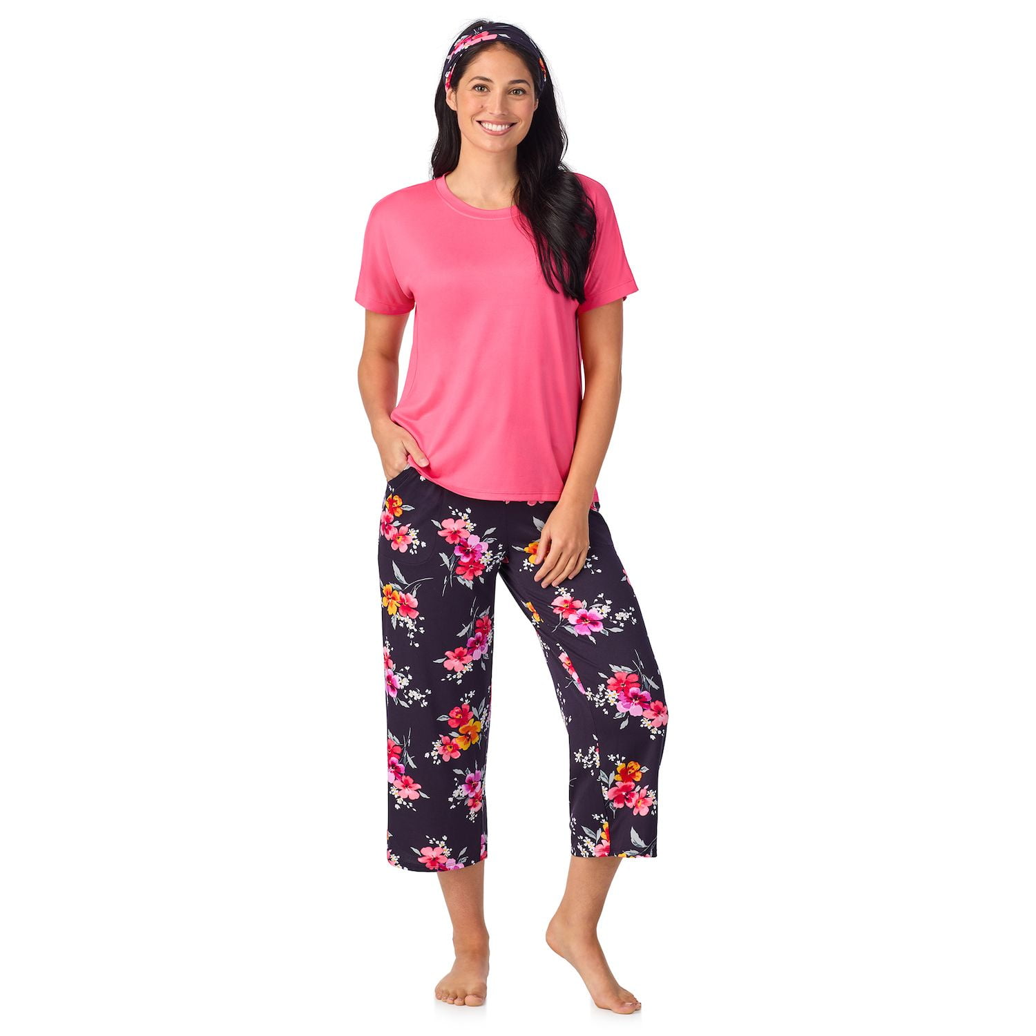 Women's Cuddl Duds® 2-pc. Pajama Crewneck Top & Pajama Capri Pants Set ...