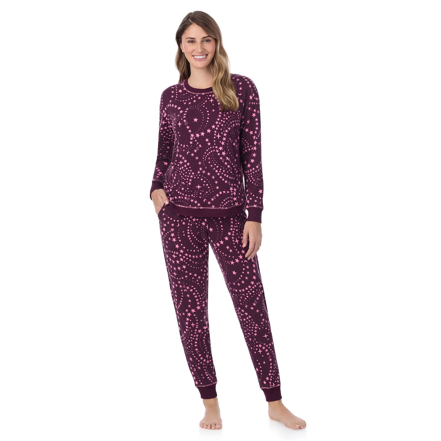 Women's Cuddl Duds Sweater Knit Crewneck Pajama Top & Jogger Pajama ...