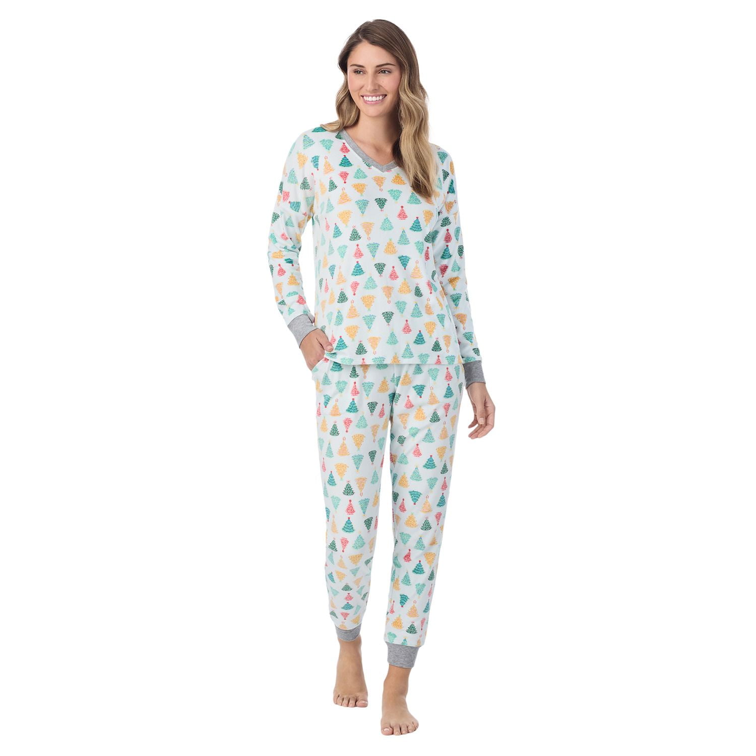 Women's Cuddl Duds® Velour Fleece V-Neck Pajama Top & Pajama Bottoms ...
