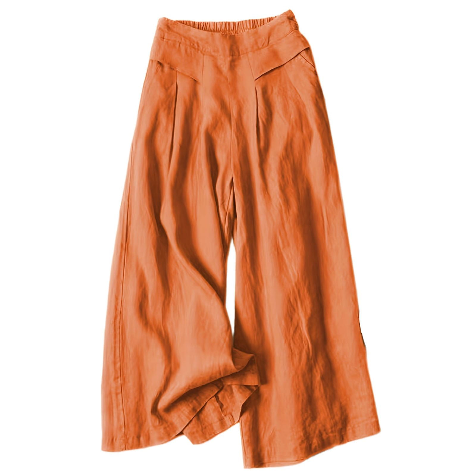 Women S Culottes Linen Blend Wide Leg Pants Casual Capri Pants Cropped