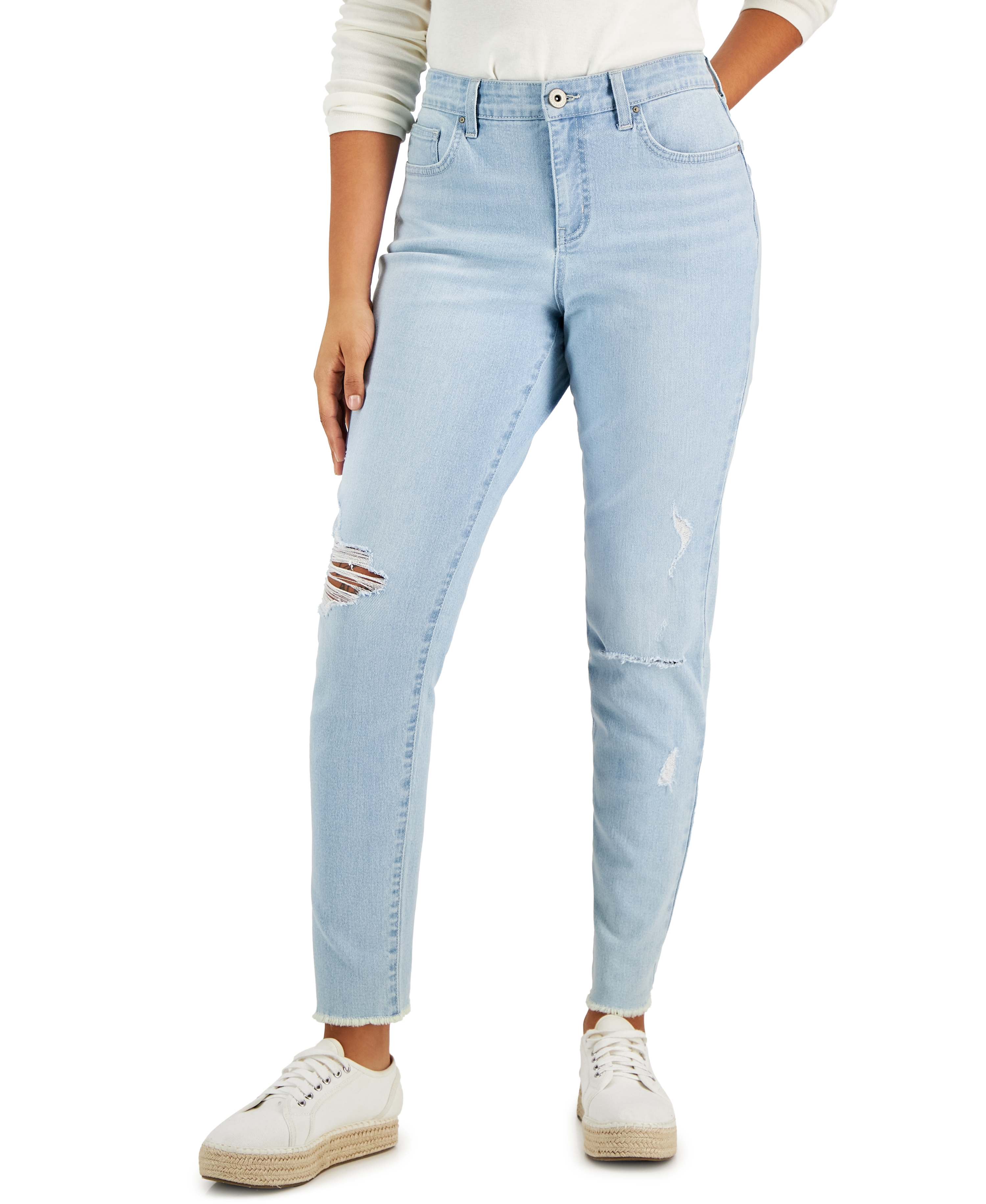 Women's Curvy-Fit Mid-Rise Skinny Jeans, Regular, Short and Long ...