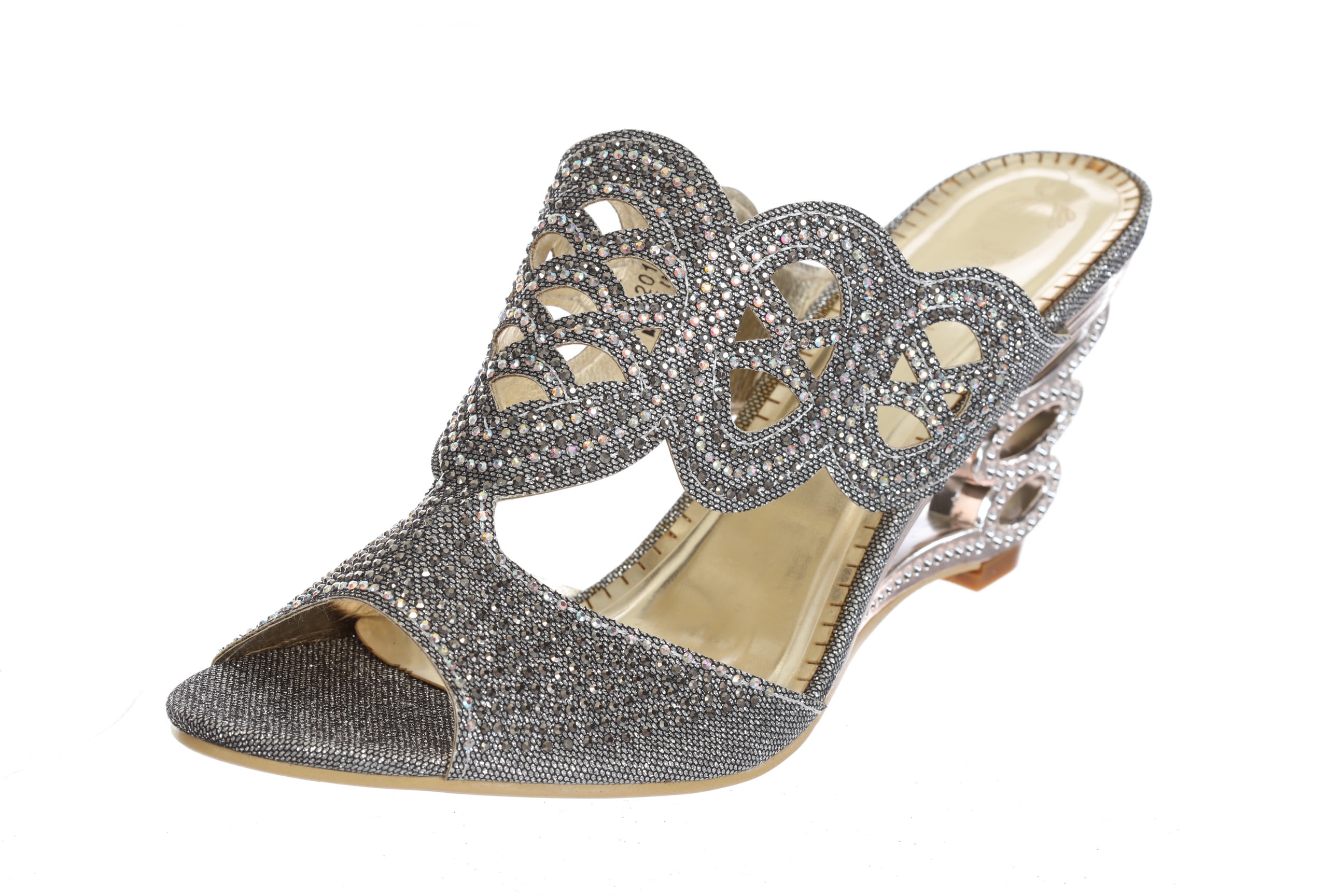 Women's Cut Out Rhinestone Slide Dress Sandal-GREY-7 - Walmart.com