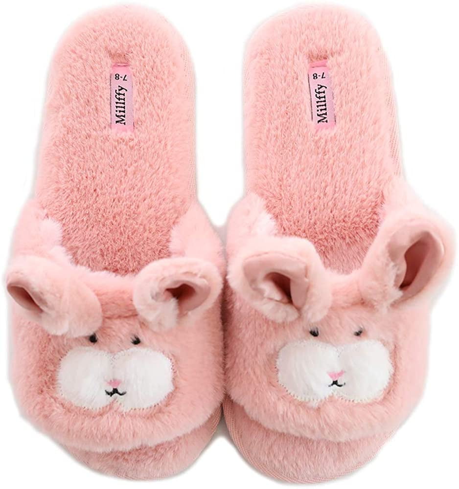 Women's Cute Bunny Bedroom Slippers Open Toe Indoor Slides House ...