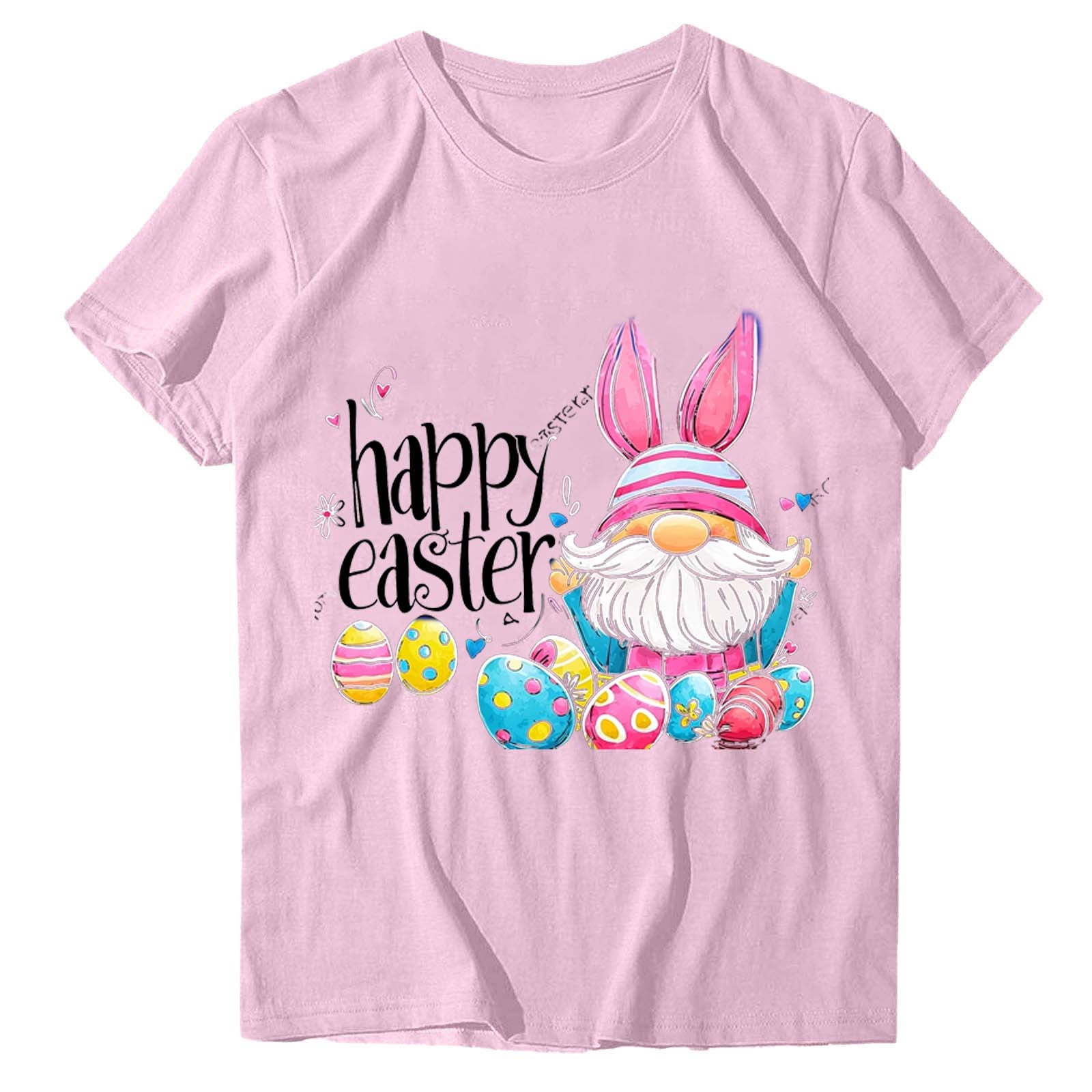 Women's Cute Easter Bunny Tee Tops - Short Sleeve Crewneck Graphic T ...
