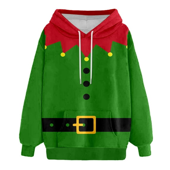 Women's Cute Hoodies Oversize Christmas Color Block Long Sleeve Hooded ...