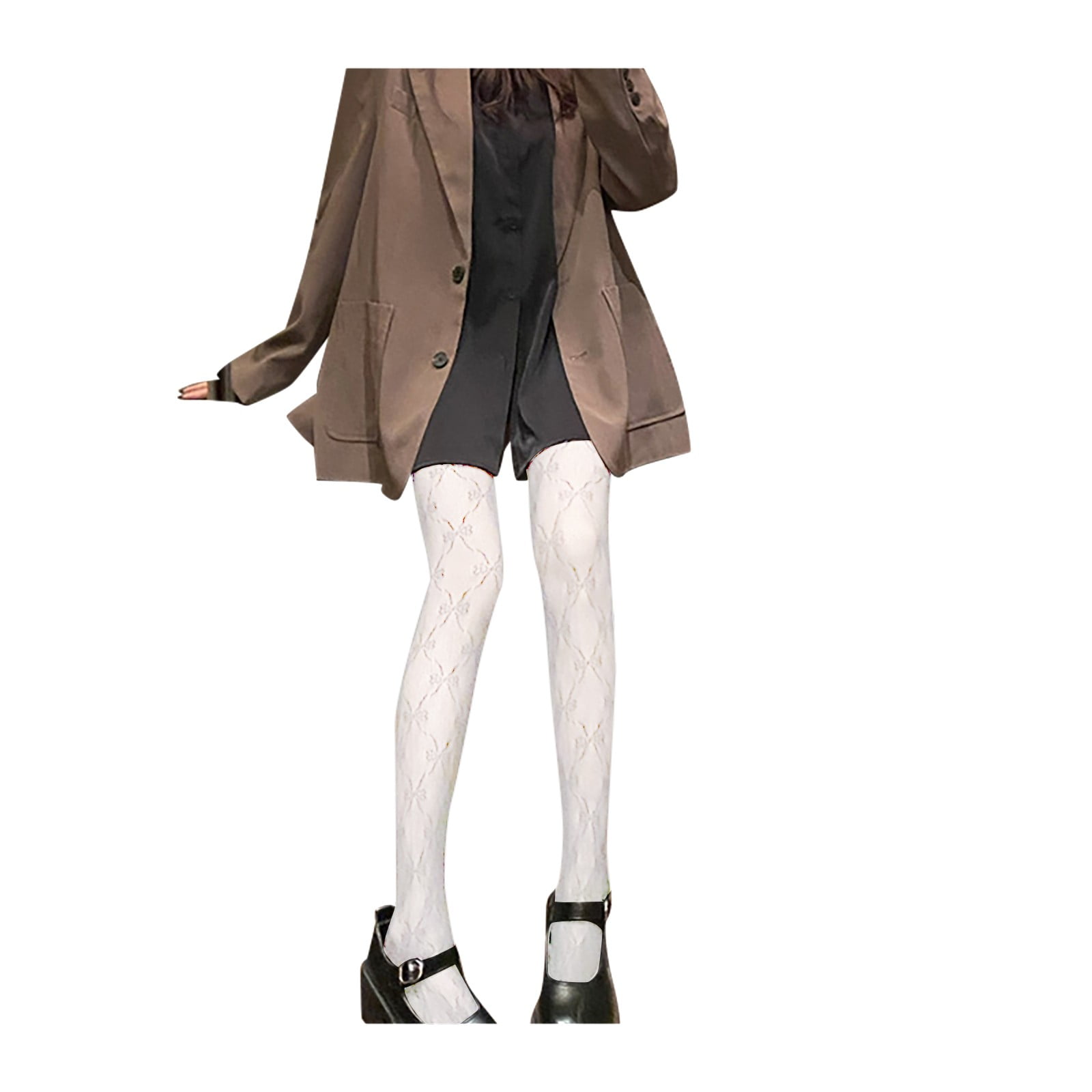 Women's Cute Pattern Tights Faux Transparent Fleece Tights Fishnet ...